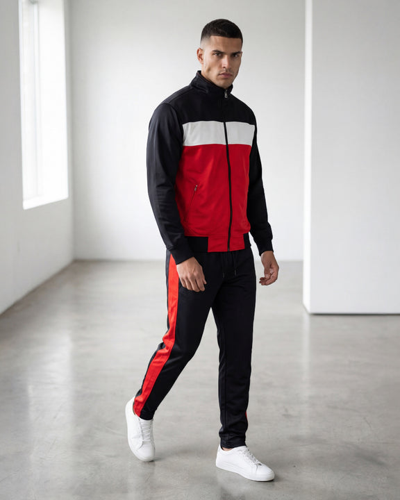 Men’s 2-Piece Tracksuit Traditional Coral Blocks Active Track Jacket a ...