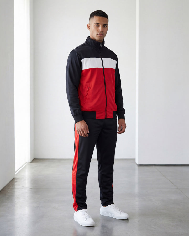 Men’s 2-Piece Tracksuit Traditional Coral Blocks Active Track Jacket a ...