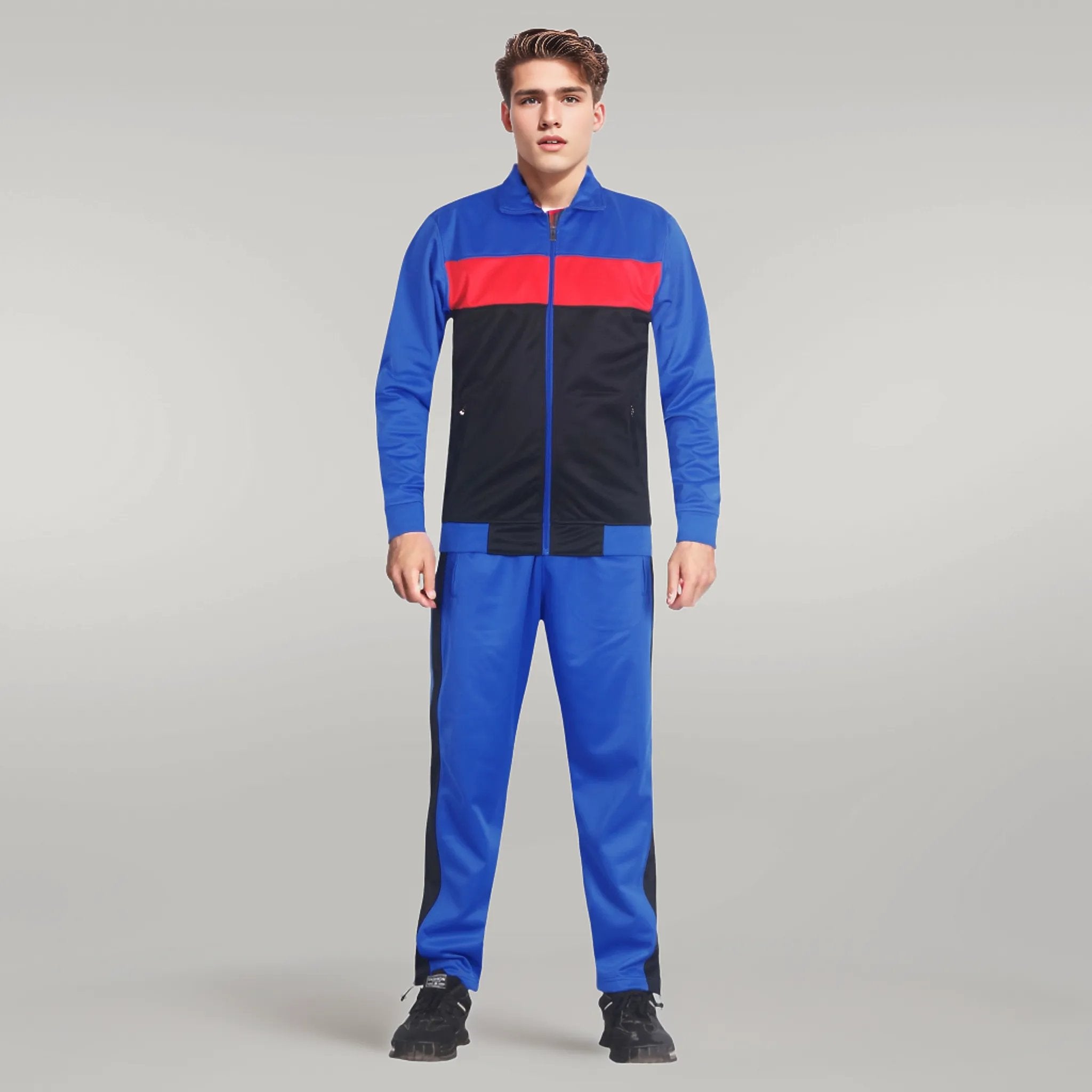 Men’s 2-Piece Tracksuit Traditional Coral Blocks Active Track Jacket a ...