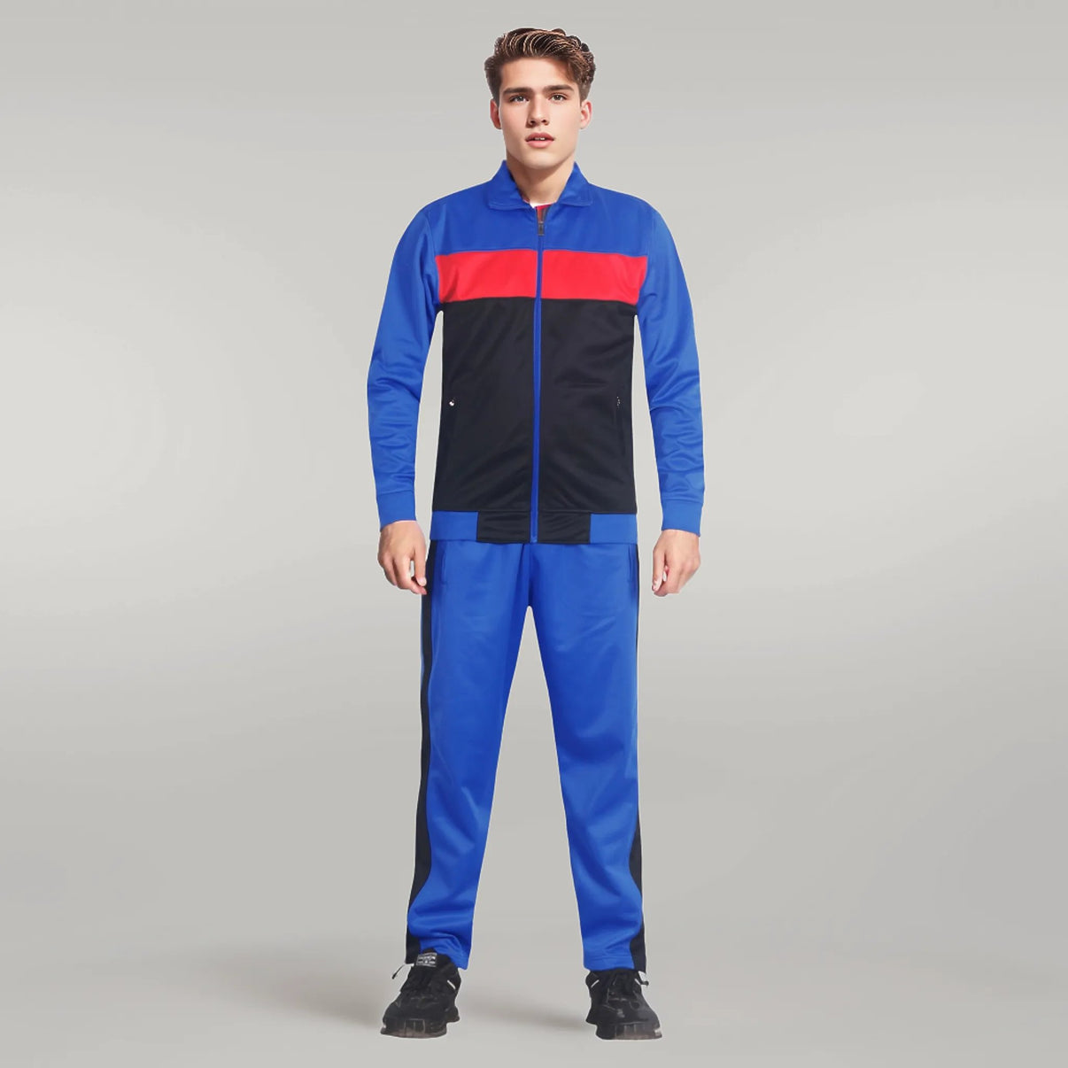 Men’s 2-Piece Tracksuit Traditional Coral Blocks Active Track Jacket a ...