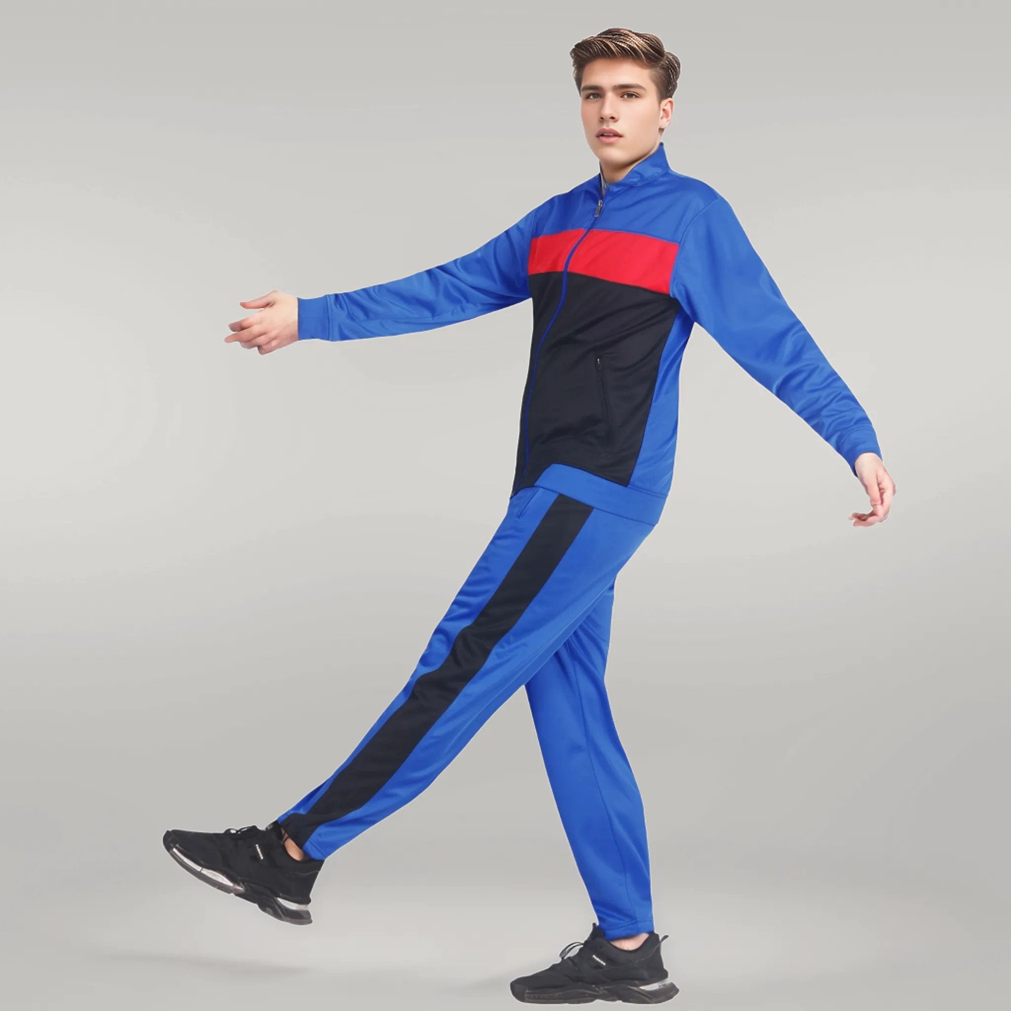 Men’s 2-Piece Tracksuit Traditional Coral Blocks Active Track Jacket a ...