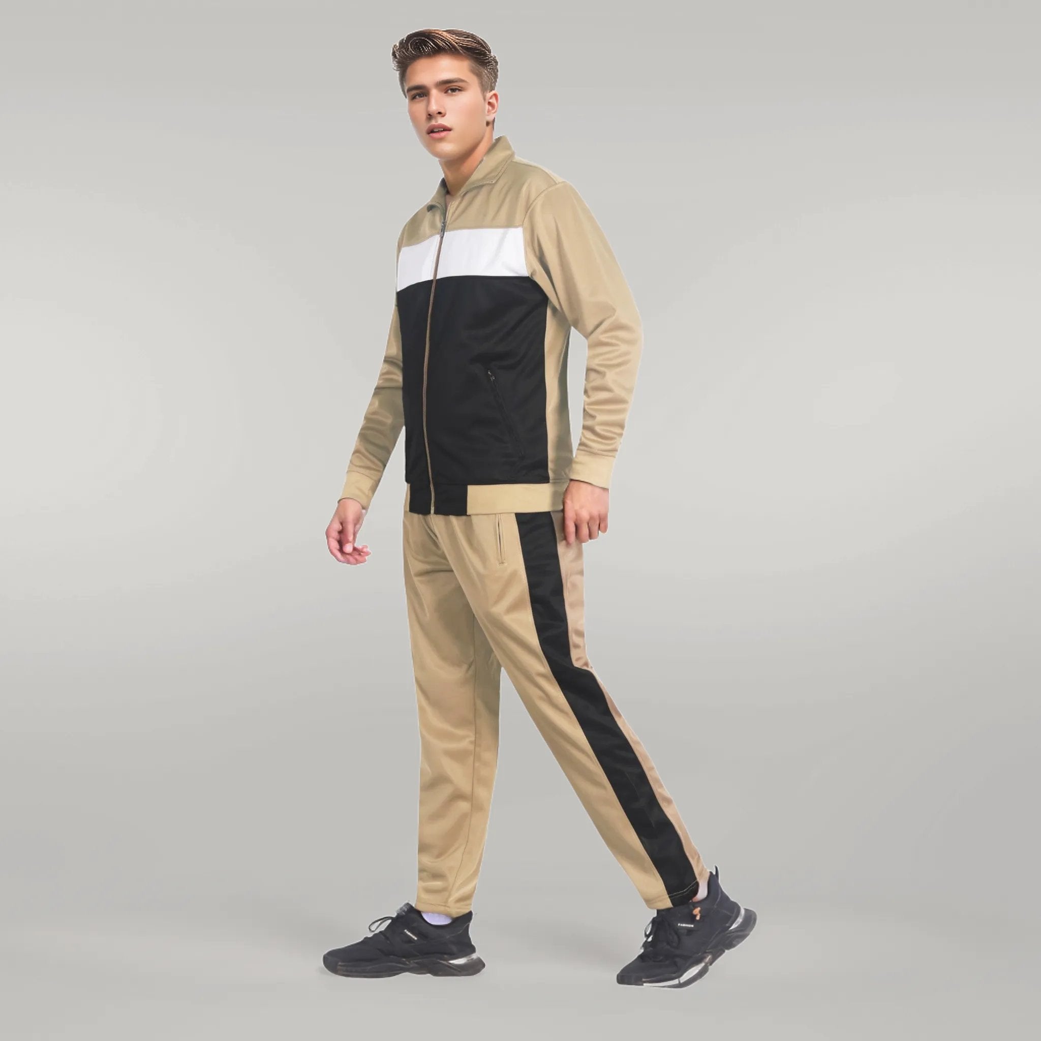 Men’s 2-Piece Tracksuit Traditional Coral Blocks Active Track Jacket a ...