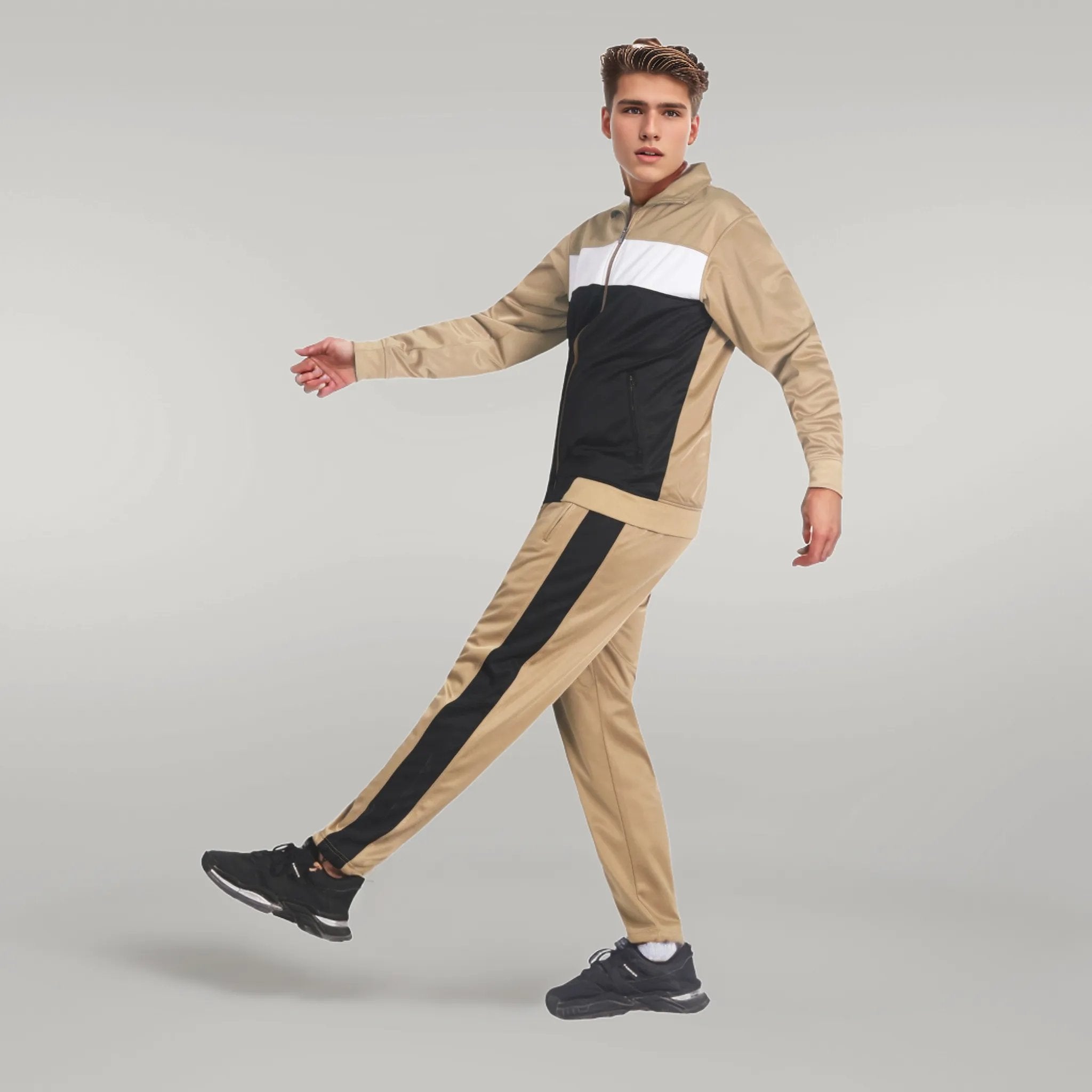 Men’s 2-Piece Tracksuit Traditional Coral Blocks Active Track Jacket a ...