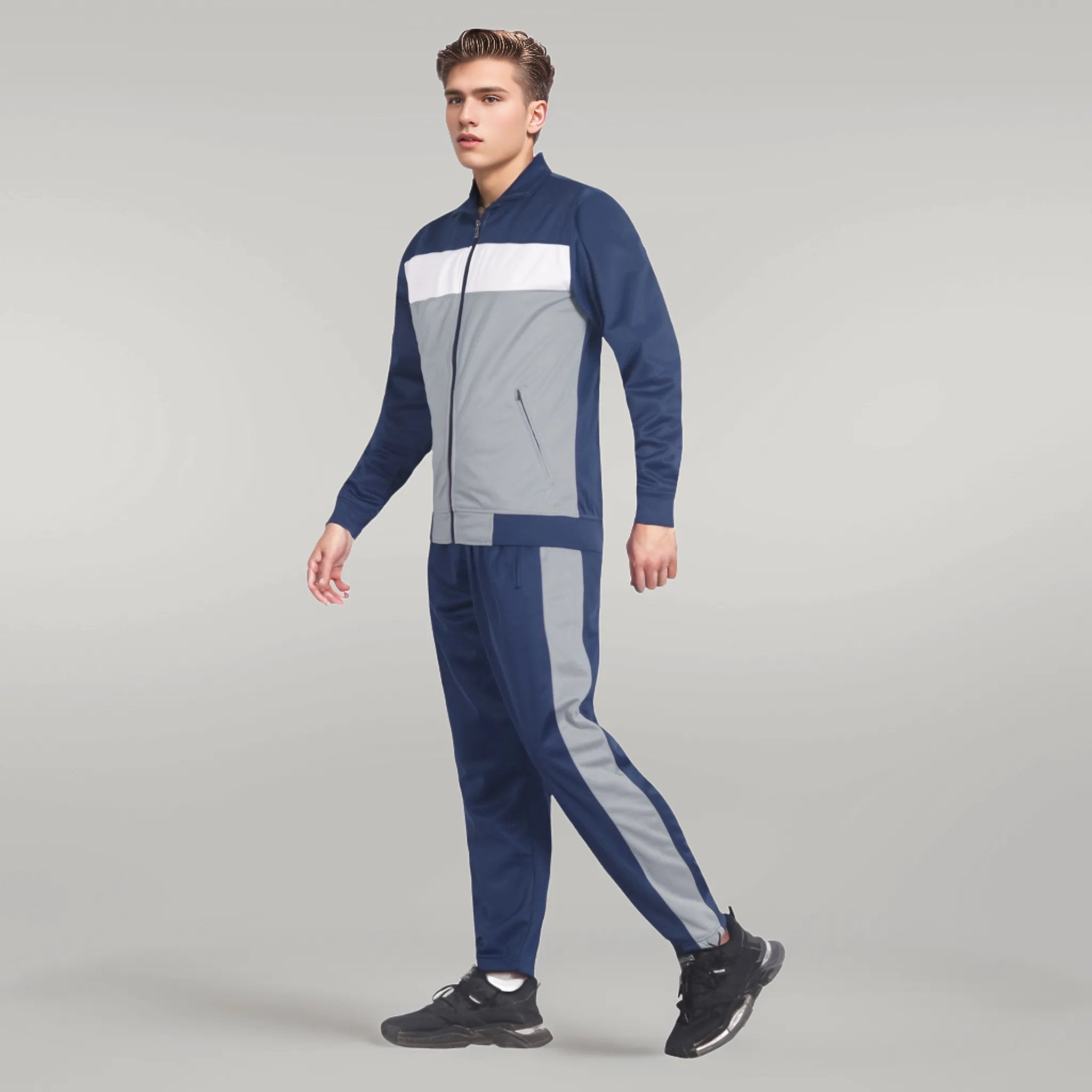 Men’s 2-Piece Tracksuit Traditional Coral Blocks Active Track Jacket a ...