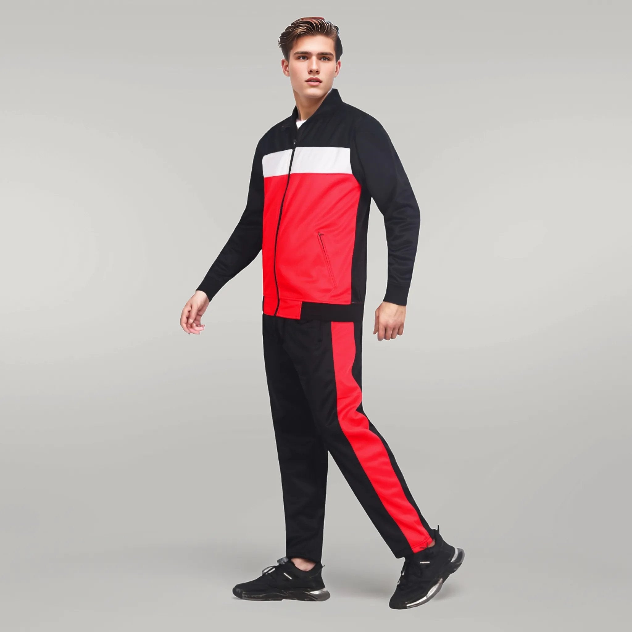 Men’s 2-Piece Tracksuit Traditional Coral Blocks Active Track Jacket a ...