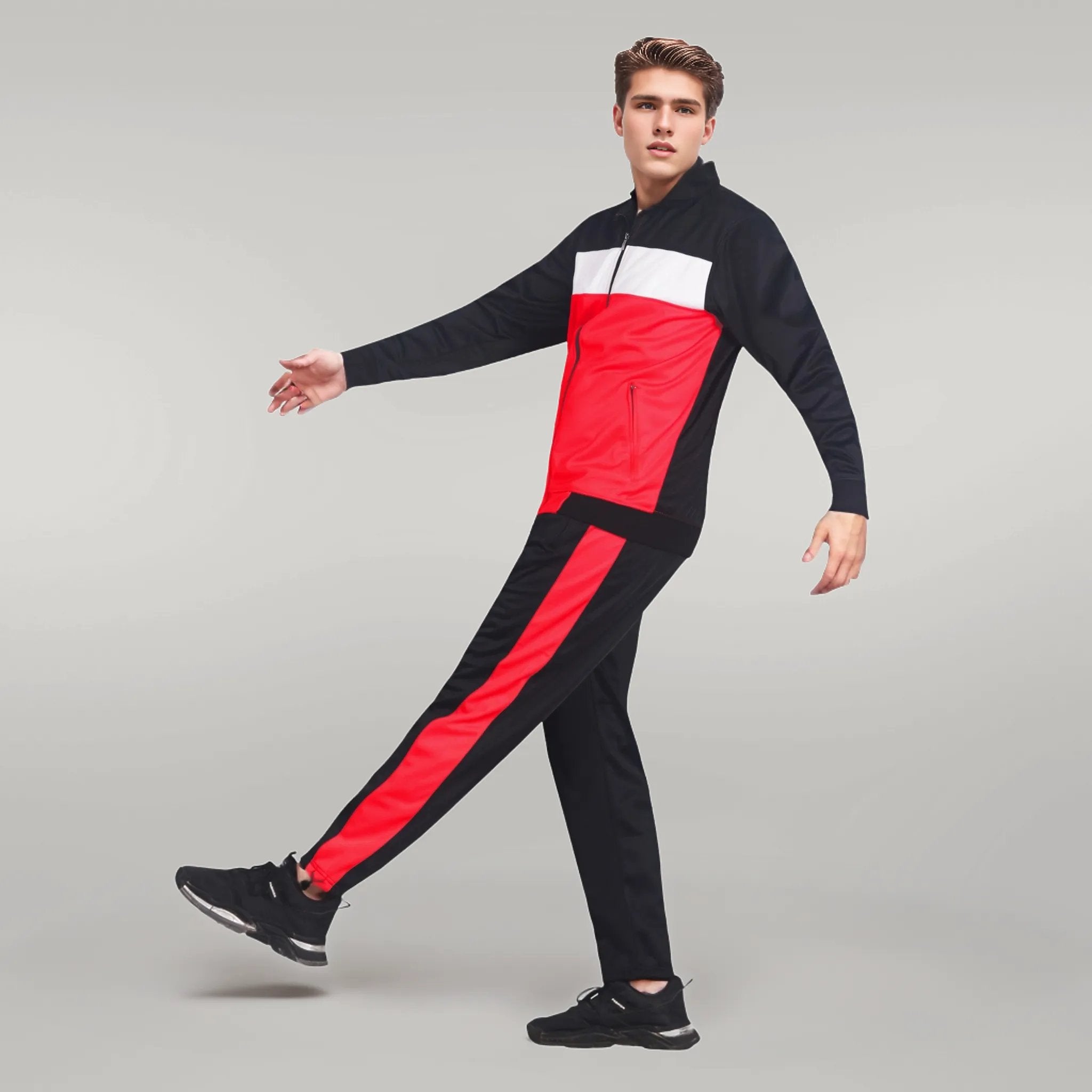 Men’s 2-Piece Tracksuit Traditional Coral Blocks Active Track Jacket a ...