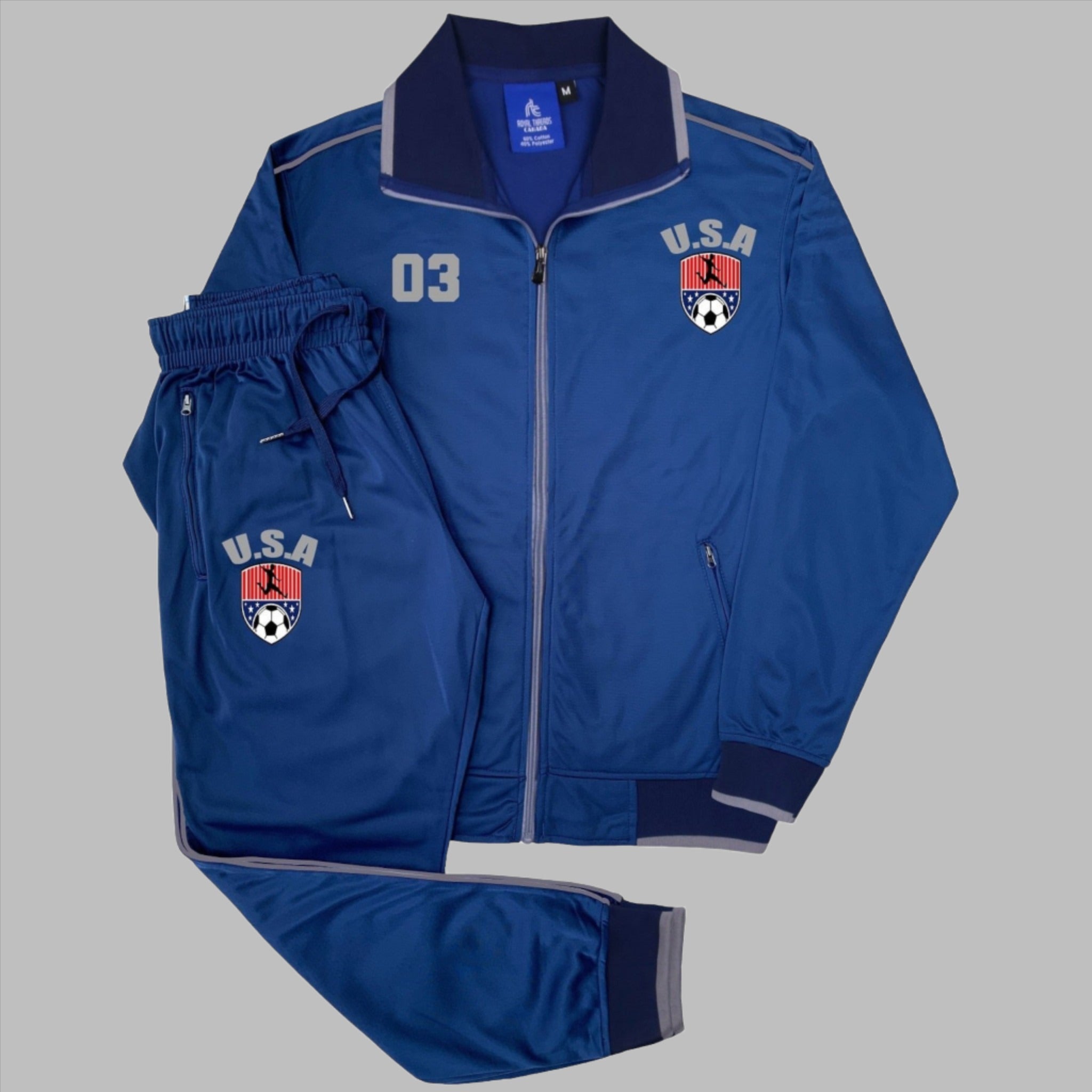 Mens' Soccer Tracksuit U.S.A Theme Jogging Suit – Royal Threads