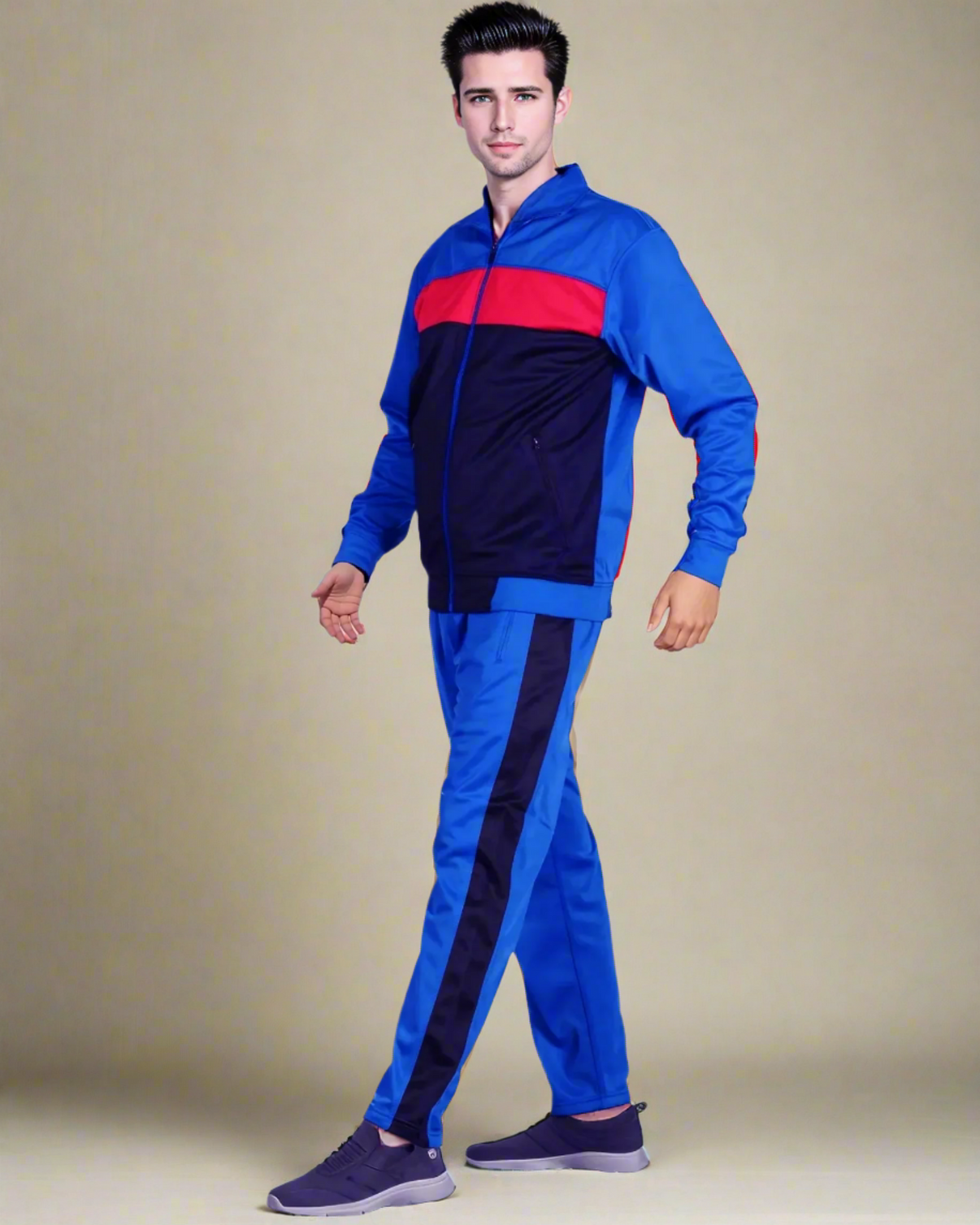 Men’s 2-Piece Tracksuit Traditional Coral Blocks Active Track Jacket a ...