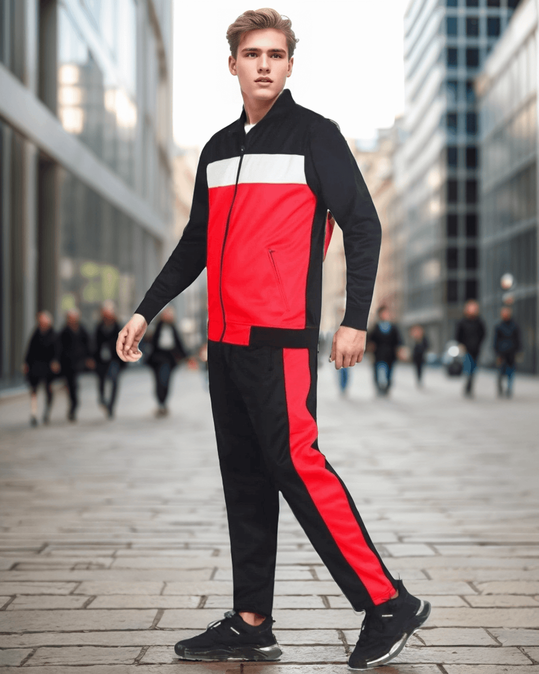 Men’s 2-Piece Tracksuit Traditional Coral Blocks Active Track Jacket a ...
