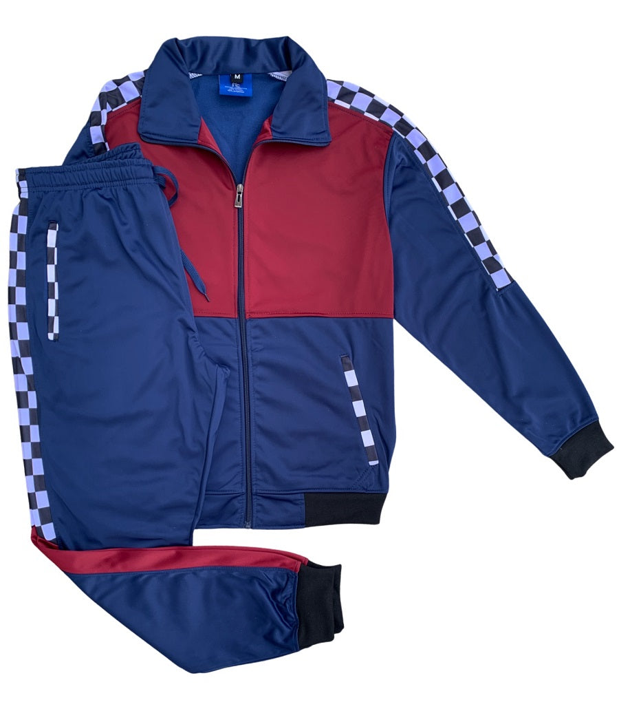 Men’s Tracksuit Checker Boxed Track jacket & Track pants Full Suit Mat ...